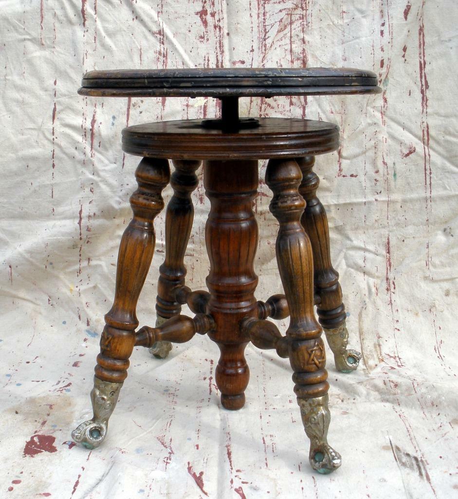 Vintage Commemorative Judaica Folk Art Carved Wood Piano Stool Hebrew ...