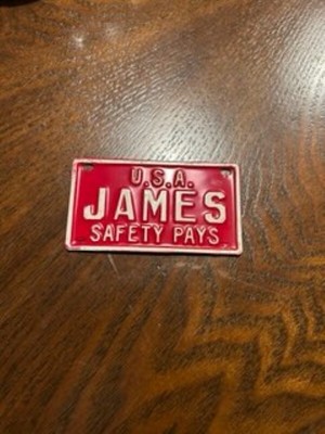 Vintage Antique Bicycle License name plate JAMES Circa 1940 NOS ...