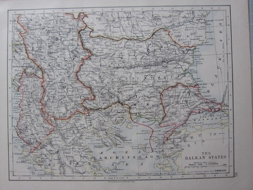 1904 Carte ~ des Balkans États Rumili Bulgarie Macédoine | eBay