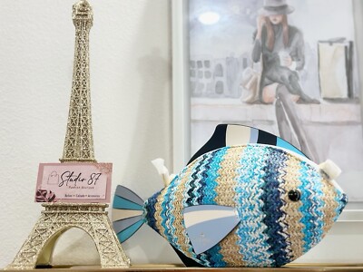 NWT Kate Spade What A Catch 3D Fish Crossbody Fish Straw Purse w dust ...