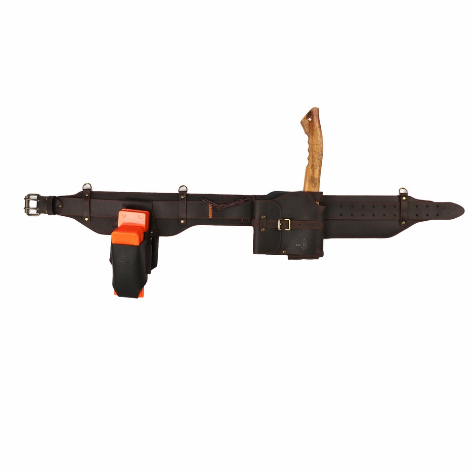 TOURBON Logging Belt Leather Heavy Duty Tools Carrier Soft Padded ...
