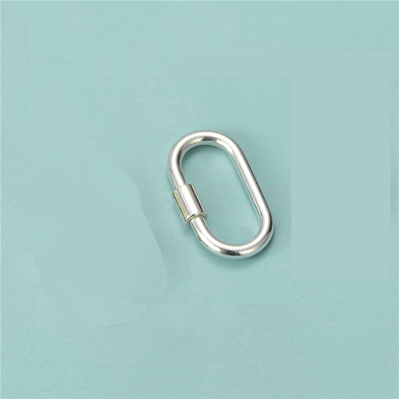 1 PC 925 Sterling Silver Oval Link Lock Enhancer Bail Carabiner Clasp ...