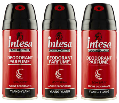 3 PZ x INTESA POUR HOMME YLANG-YLANG DEODORANTE PROFUMO UOMO BODY SPRAY ...