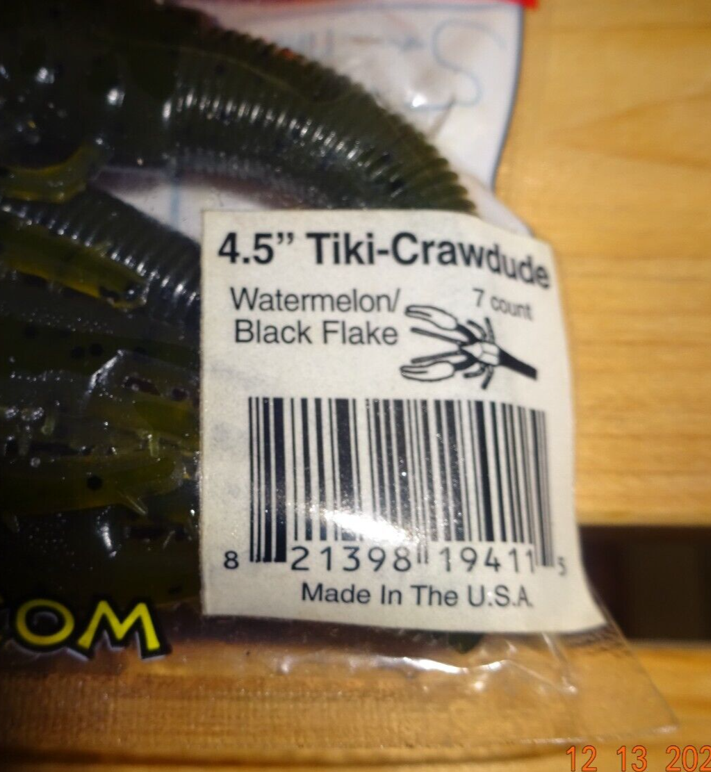 Wave Worms Tikiman Tiki Crawdude 4-1/2" 7-CT Pack, Watermelon/Black ...