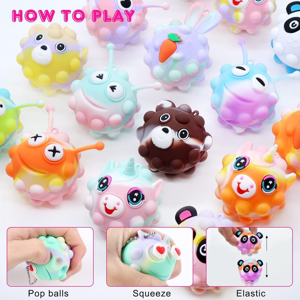 KissFree 18 PACK Animal Pop Balls Party Favors for Kids3D Pop Balls Its ...