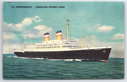 Postcard Ship S.S. INDEPENDENCE, American Export Lines, Linen c1940's ...