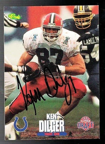 1995 CLASSIC KEN DILGER TE ILLINOIS DRAFTED BY COLTS SIGNED NFL ...