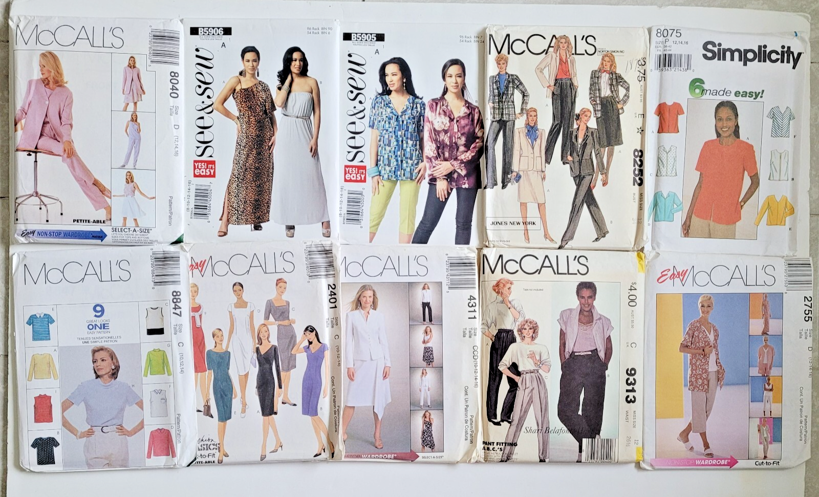 Lot of 10 Sewing Patterns McCall's, Simplicity, See & Sew ALL UNCUT | eBay