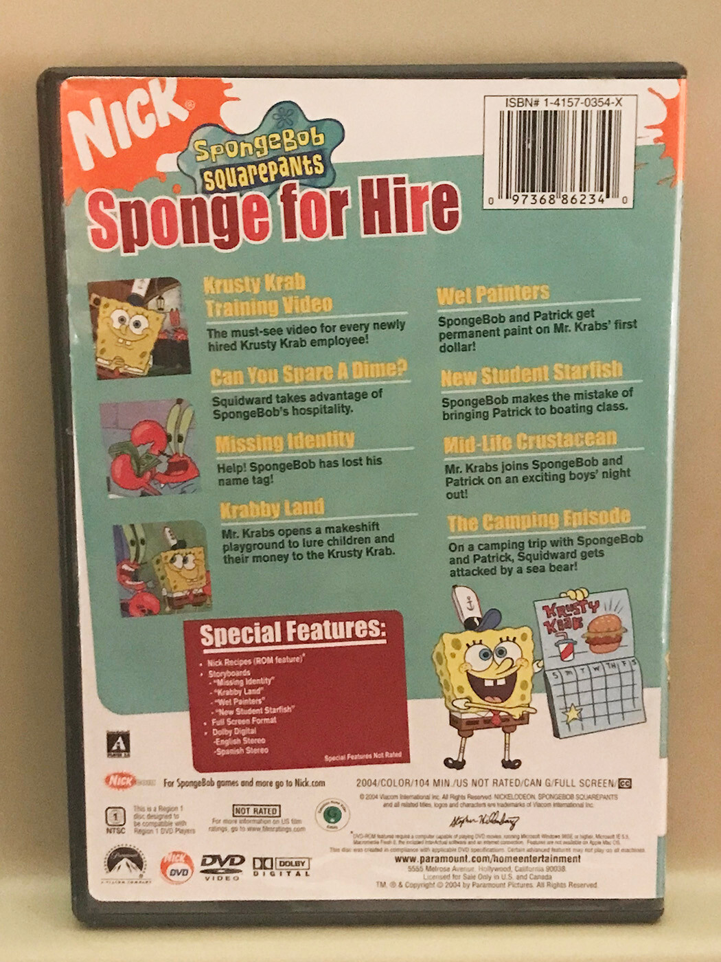 SpongeBob SquarePants - Sponge for Hire - DVD 2004 - Nickelodeon 8 ...