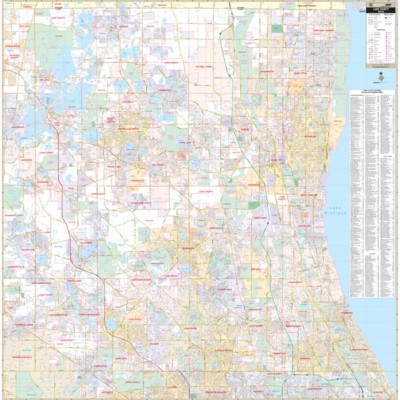 Lake County, IL Wall Map | eBay
