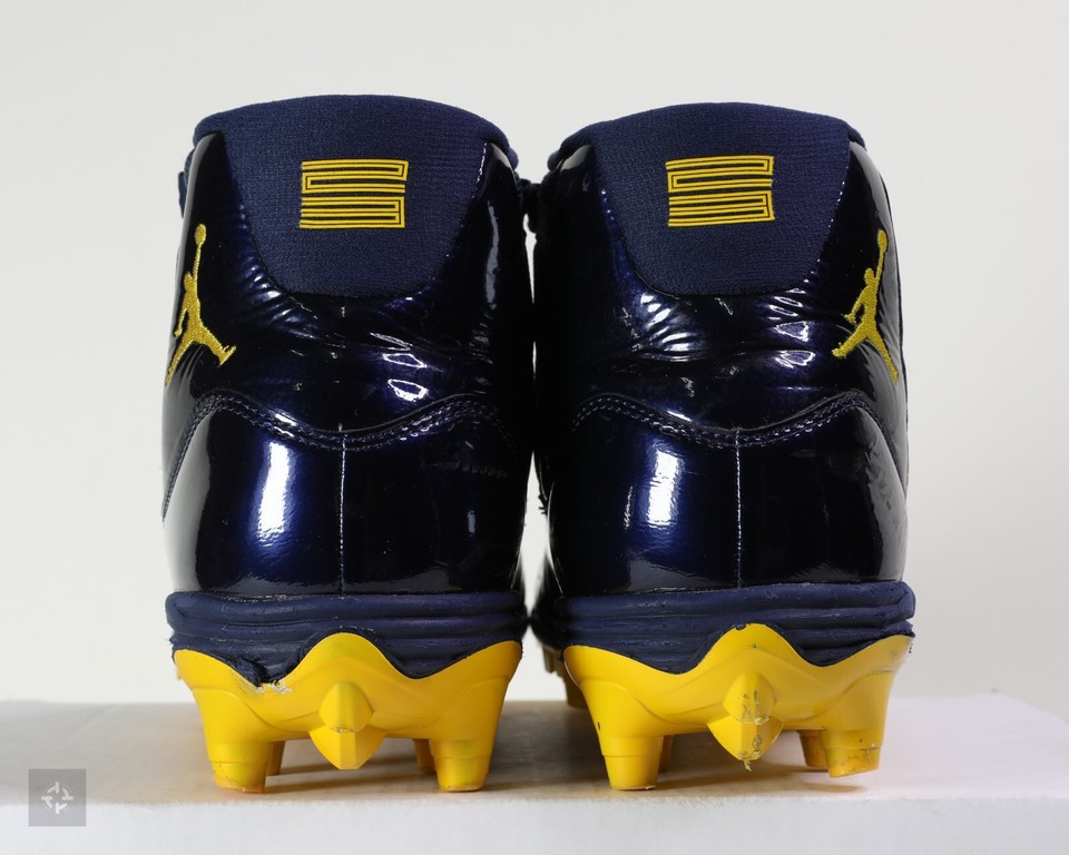 Nike Jordan 11 Superbad Michigan Player Exclusive Football Cleats Size ...
