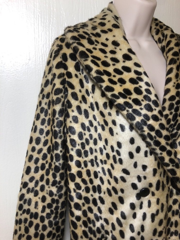 ASOS Leopard Cheetah Double Breasted Faux Fur Coat Sz 4 NEW | eBay