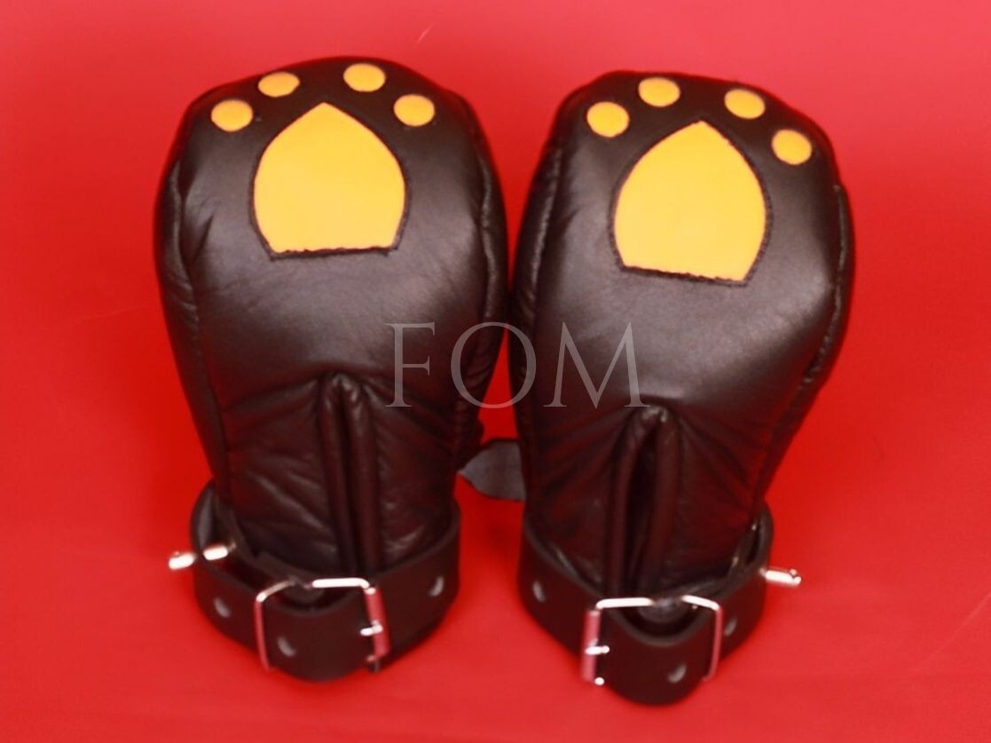 Leather Puppy Paws Mitts Dog Gimp Gloves Bondage Fist Mitts Cosplay | eBay