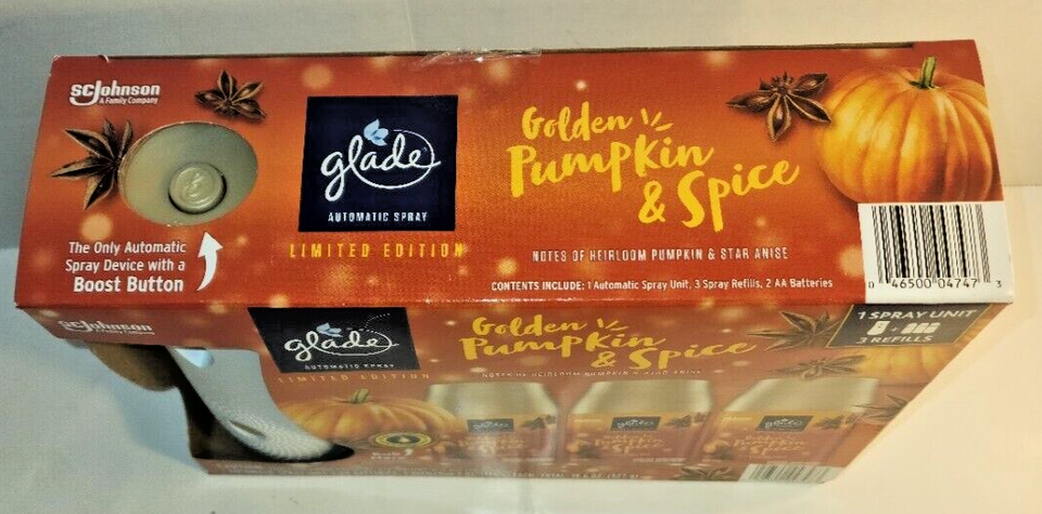 Glade Automatic Spray Diffuser Kit and 3-pack Golden Pumpkin & Spice ...