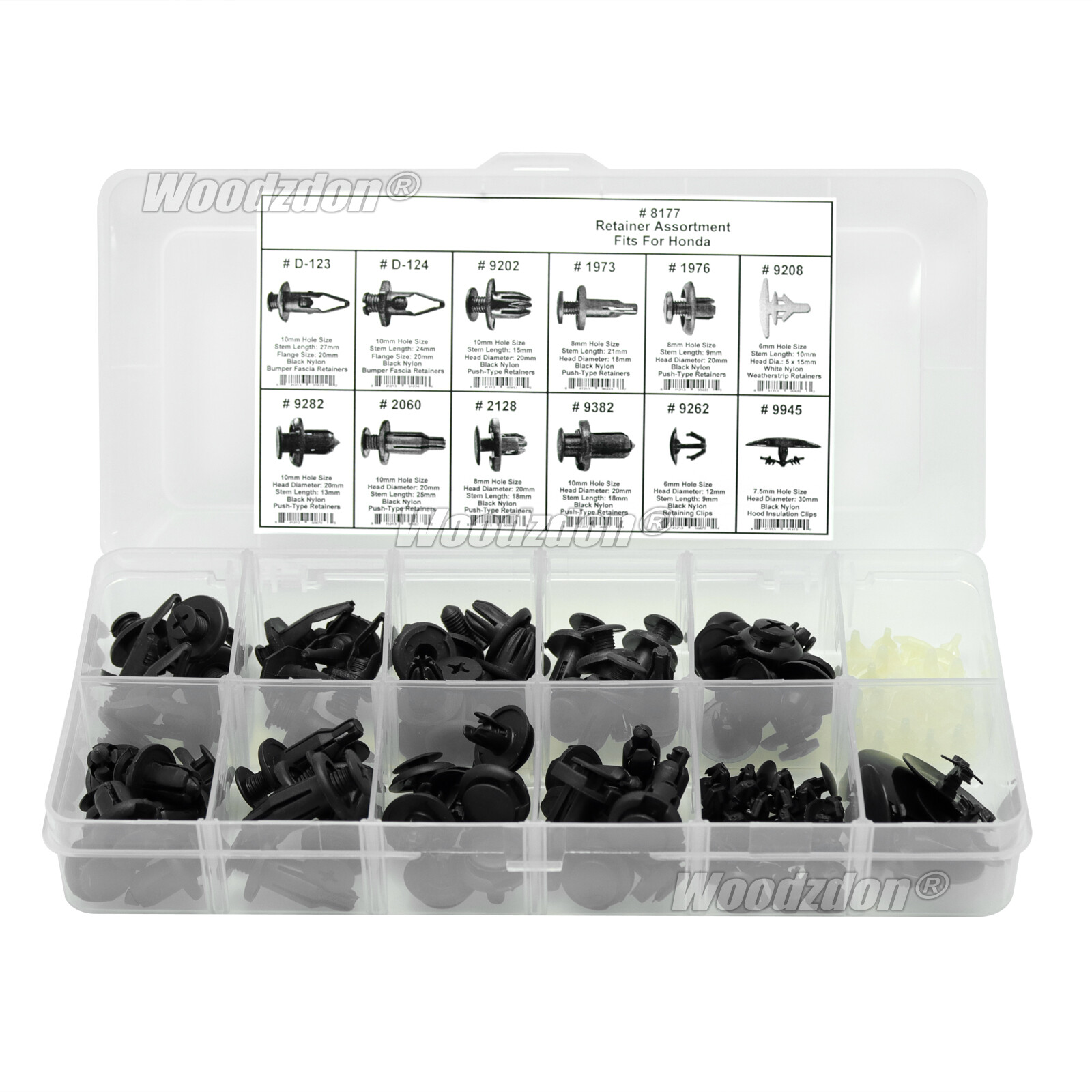 121 CLIPS HOOD FENDER DOOR BUMPER TRIM AUTO BODY RETAINER FASTENER KIT ...