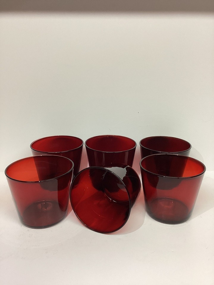 Vintage 6 Piece Set of Ruby Glasses. 3 x 3 1/2 | eBay