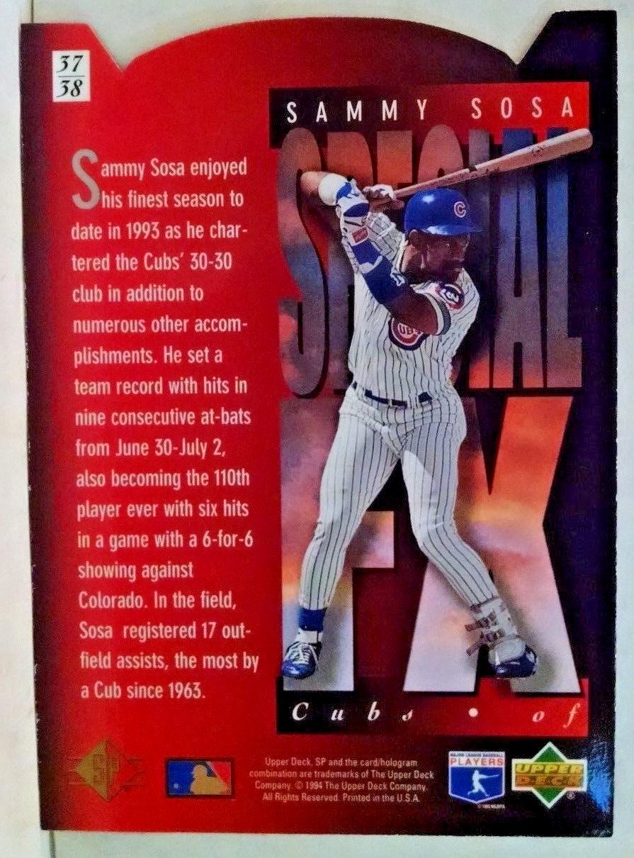 1994 SP Holoviews Die Cuts #37 Sammy Sosa Team: Chicago Cubs | eBay