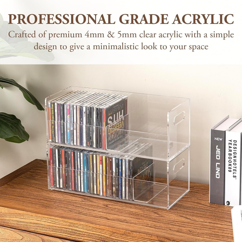 Clear Acrylic Stackable CD Holder Racks, Media Storage Organizers, Set ...