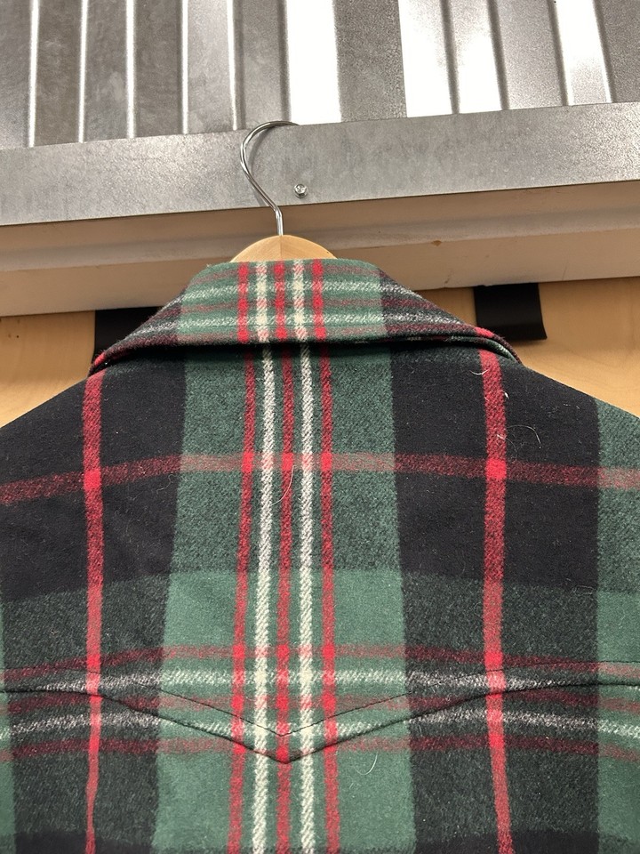 Pendleton Thomas Kay Double Breasted Plaid Wool Coat Size Large US Navy ...