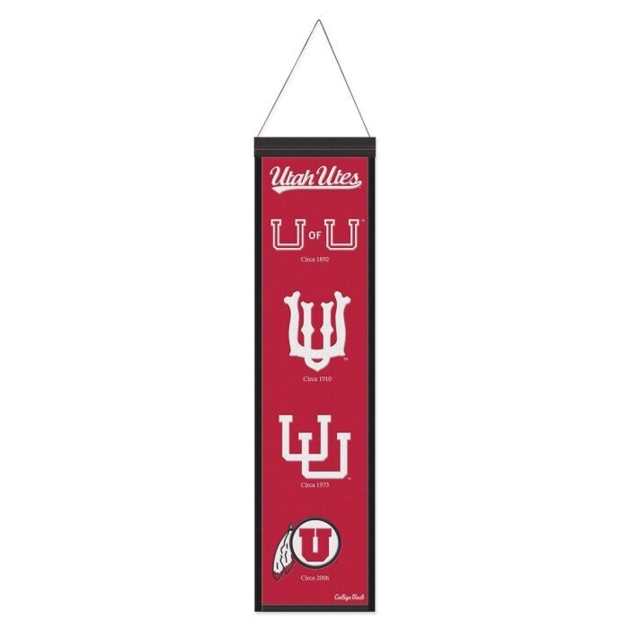 Utah Utes NCAA Heritage Banner Embroidered Wool 8" X 32" | eBay