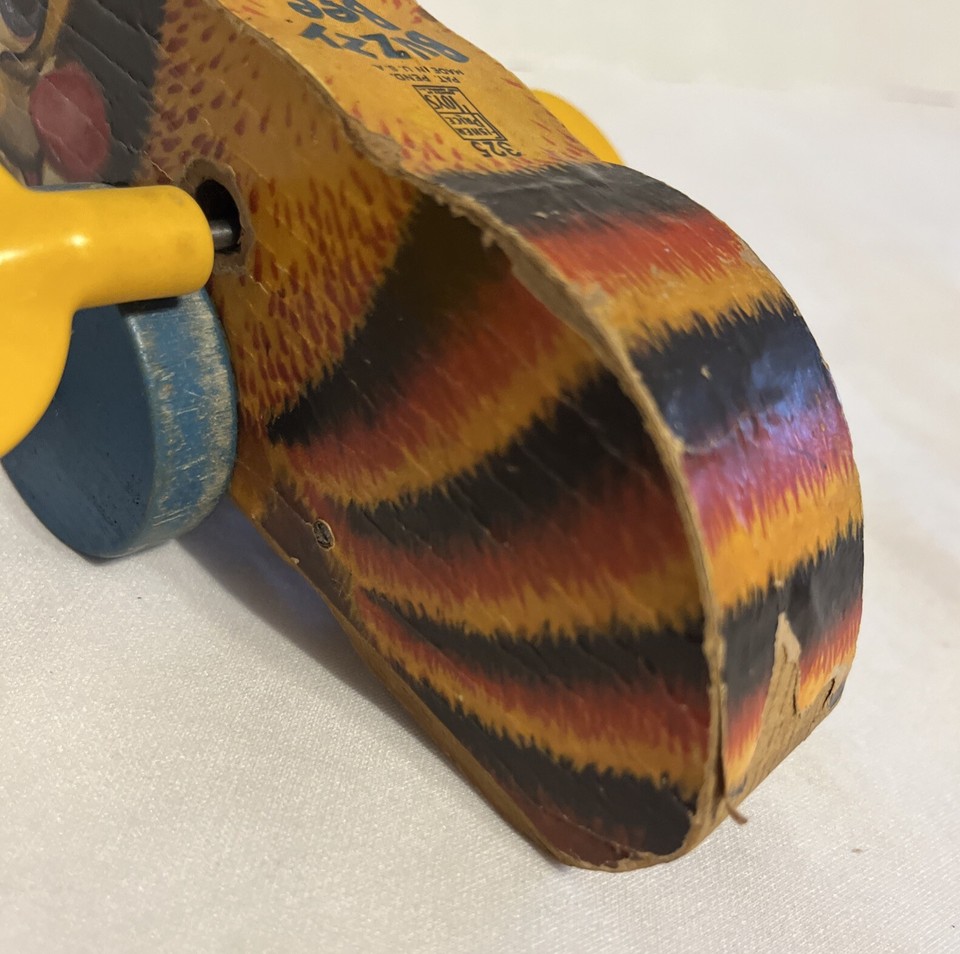 Fisher Price BUZZY 325 Vintage Yellow & Black Bee Wooden Toy WORKS | eBay