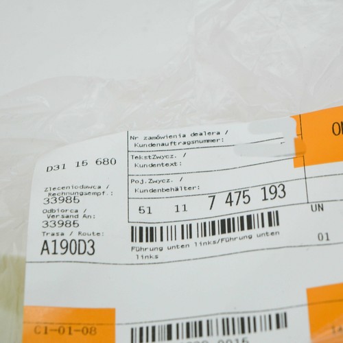 NEW BMW 7 G11 G12 FRONT RIGHT BUMPER BOTTOM GUIDE 51117475193 7475193 ...