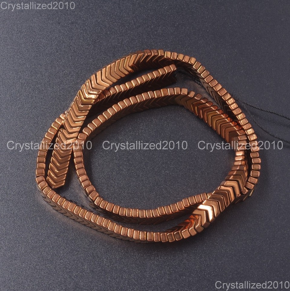 Natural Hematite Gemstone V Shape Arrowheaded Spacer Beads Metallic ...
