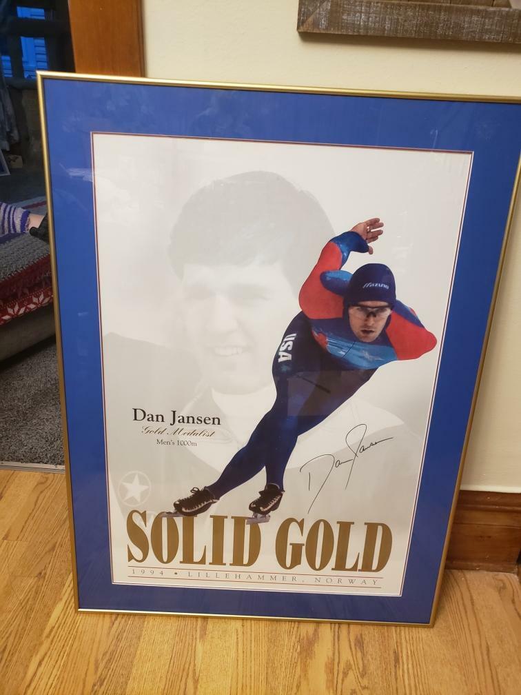 AUTOGRAPHED FRAMED 1994 NORWAY DAN JANSEN OLYMPIC GOLD MEDALIST PICTURE ...