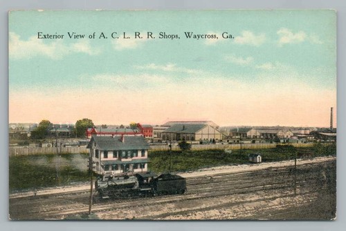 ACLRR Railroad Shops WAYCROSS Georgia ~ Antique Train Station Postcard ...
