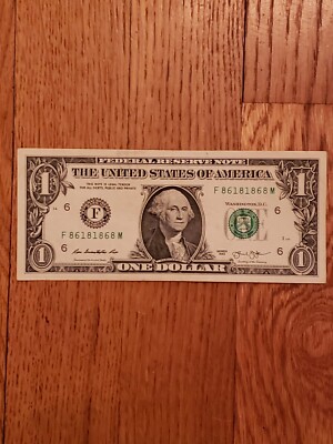 Quad 8s Trinary Note F86181868M Fancy Serial Number One Dollar Bill ...
