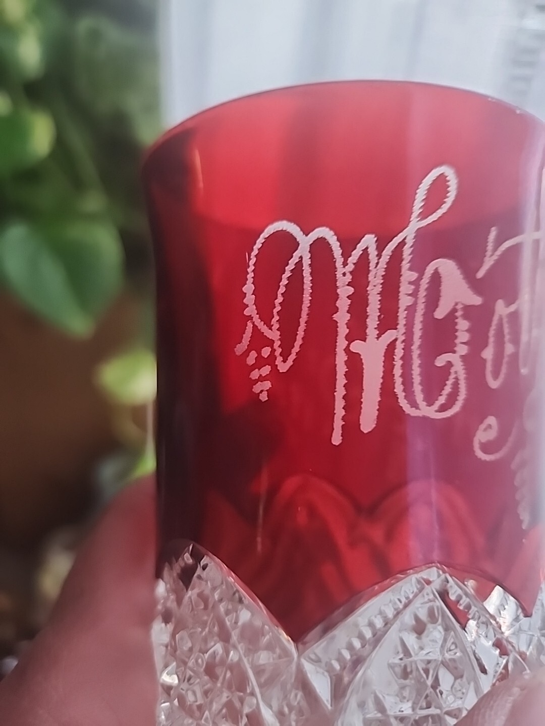 Antique 1914 "Mother To Walter" Souvenir Ruby Red Flash Glass High ...