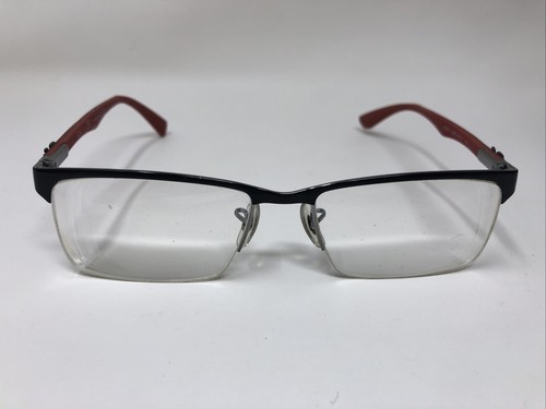 RAY BAN RB 8411 2509 54-17-140 CARBON FIBER RED BLACK HALF RIM SEE PICS ...