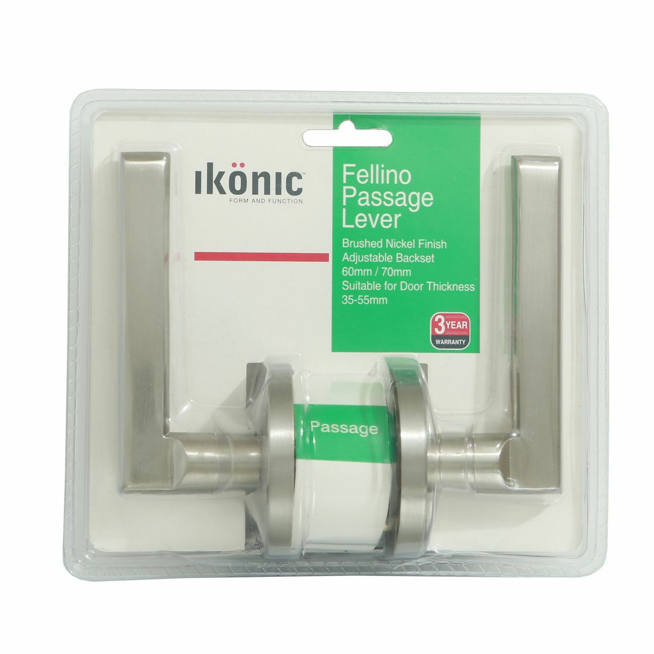 Ikonic Brushed Nickel Fellino Lever Passage Set | eBay