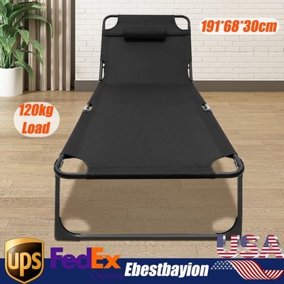 Adults Folding Sleeping Cot Office Nap Bed Heavy Duty Adjustable Cots ...