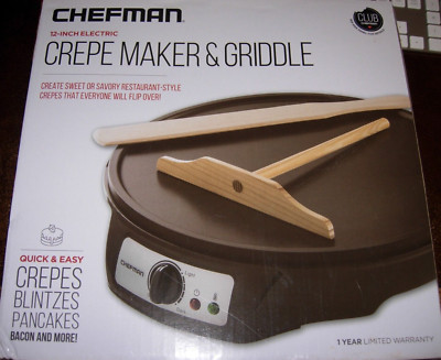 Chefman 12" Electric Crepe Maker & Griddle Crepes Blintzes Pancakes ...
