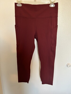 Fabletics Women's sz 28 in Waist Burgundy Leggings inseam 21 in | eBay