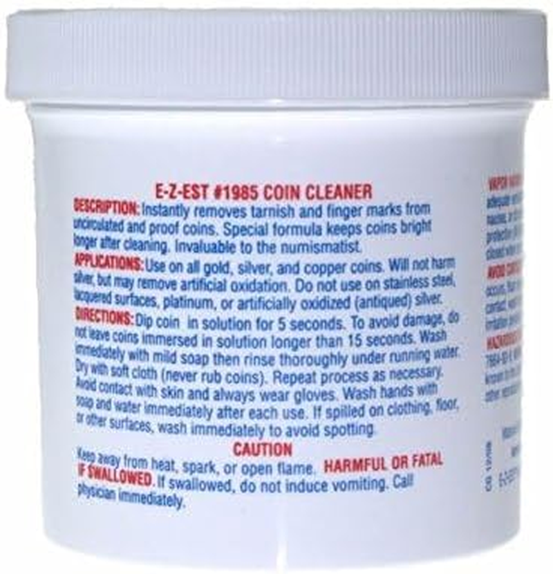 5Oz E-Z-Est Coin Cleaner for Gold Silver and Copper Coins 7445052042050 ...