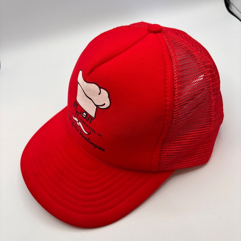Vintage In N' Out Hamburgers Inc Retro Logo Red Meshback Snapback Hat ...