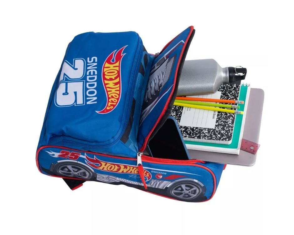 14" Hot Wheels 3D Backpack Twinduction Car Kids School Bag Blue #25 ...