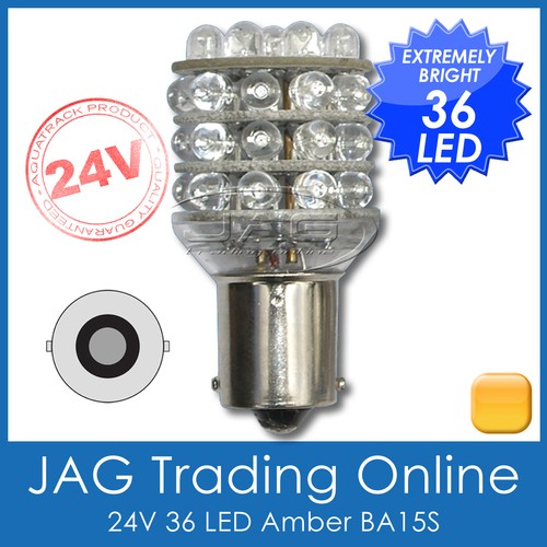 24V 36-LED BA15S 1156 AMBER INDICATOR AUTO LIGHT GLOBE - TRUCK/BUS ...