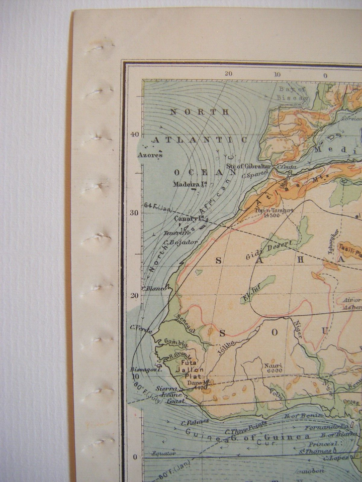 Antique Africa Physical Map c1897 | eBay UK