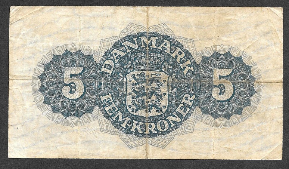 Denmark Paper Money - Old 5 Kroner Note - 1950 - P35g - Nice FINE | eBay