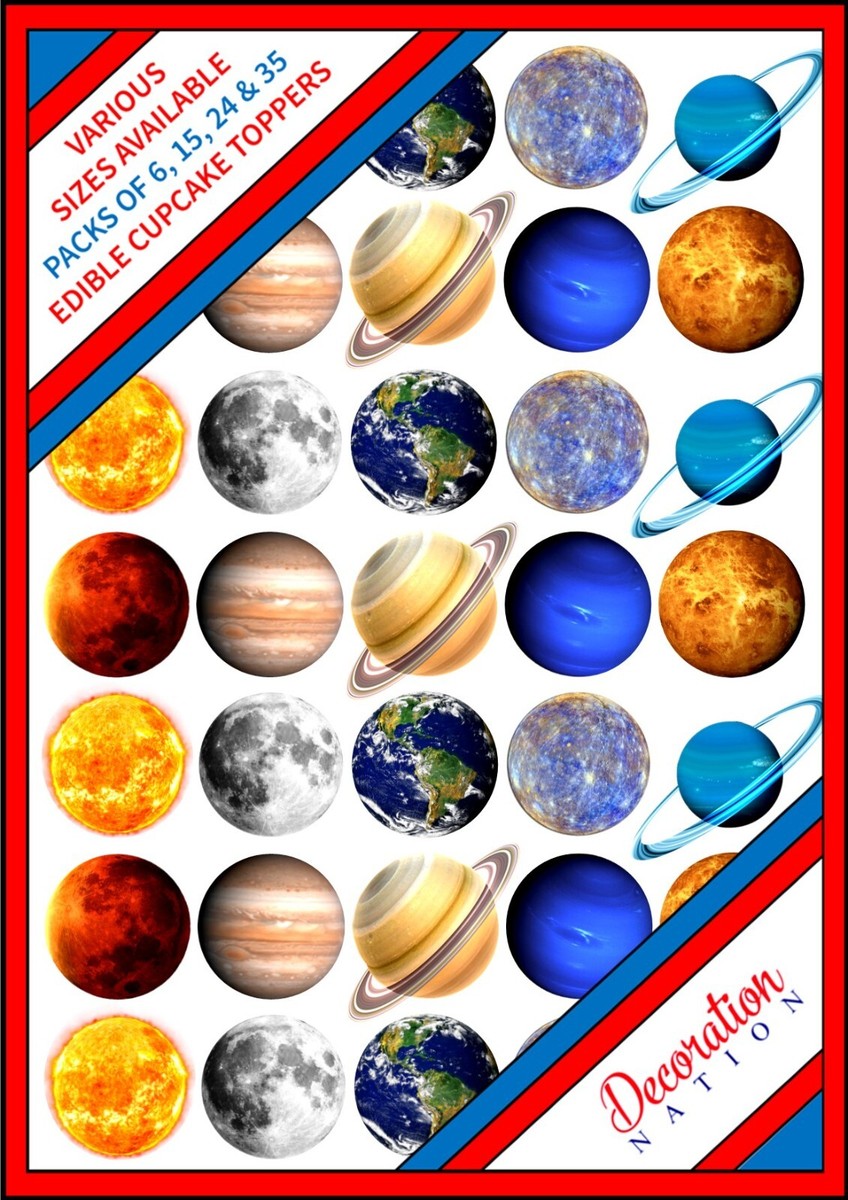 Solar System Cake Toppers Space Theme Edible Cupcake Toppers Cian's