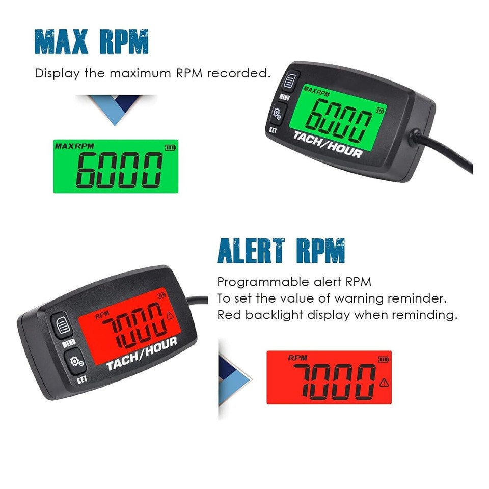 Digital Maintenance Tach/Hour Meter,Battery Replacement For Small Gas ...