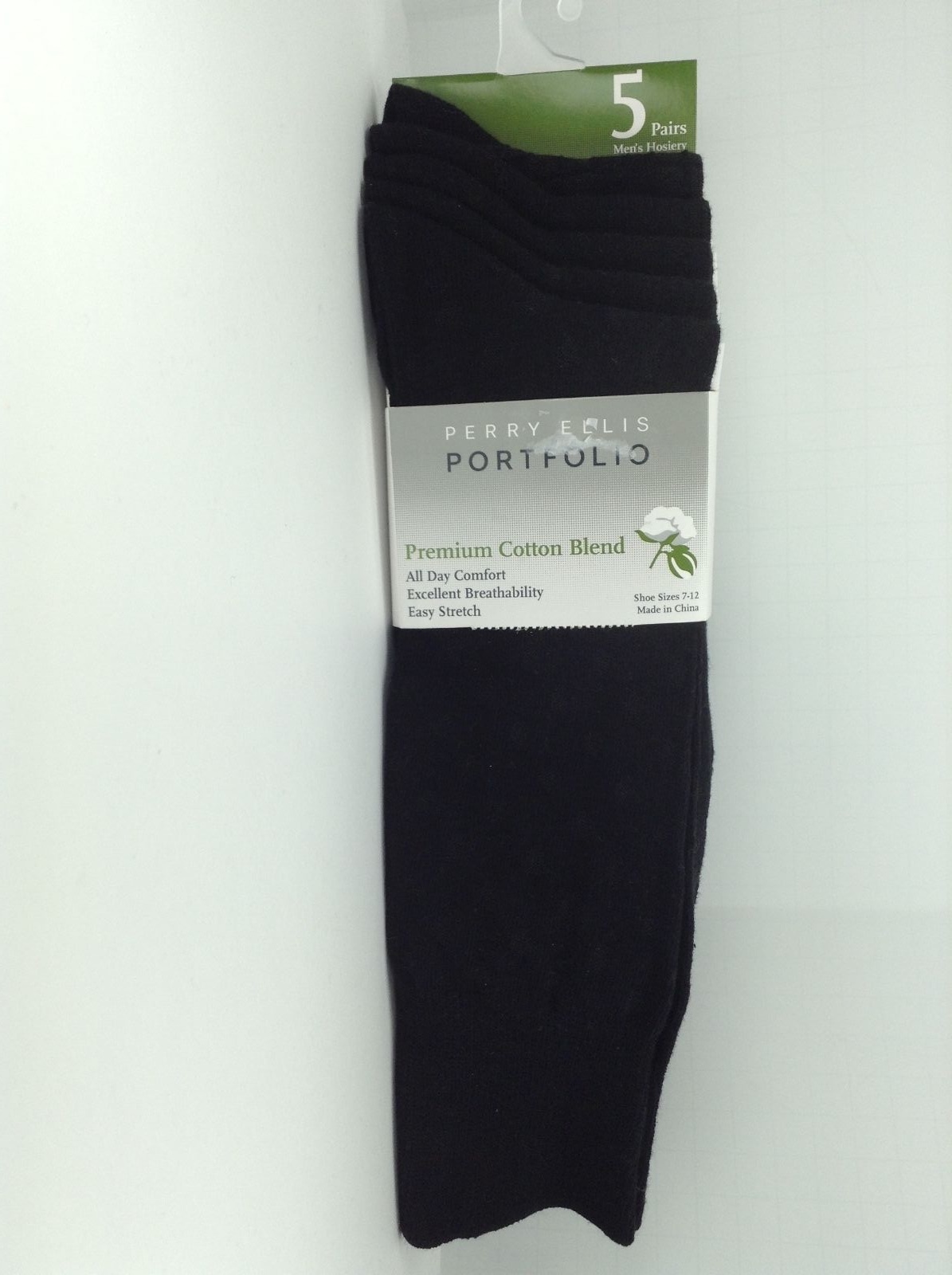 Men's Perry Ellis Socks, Black 73% Cotton Dress Socks, 5 Pack, $36 MSRP ...