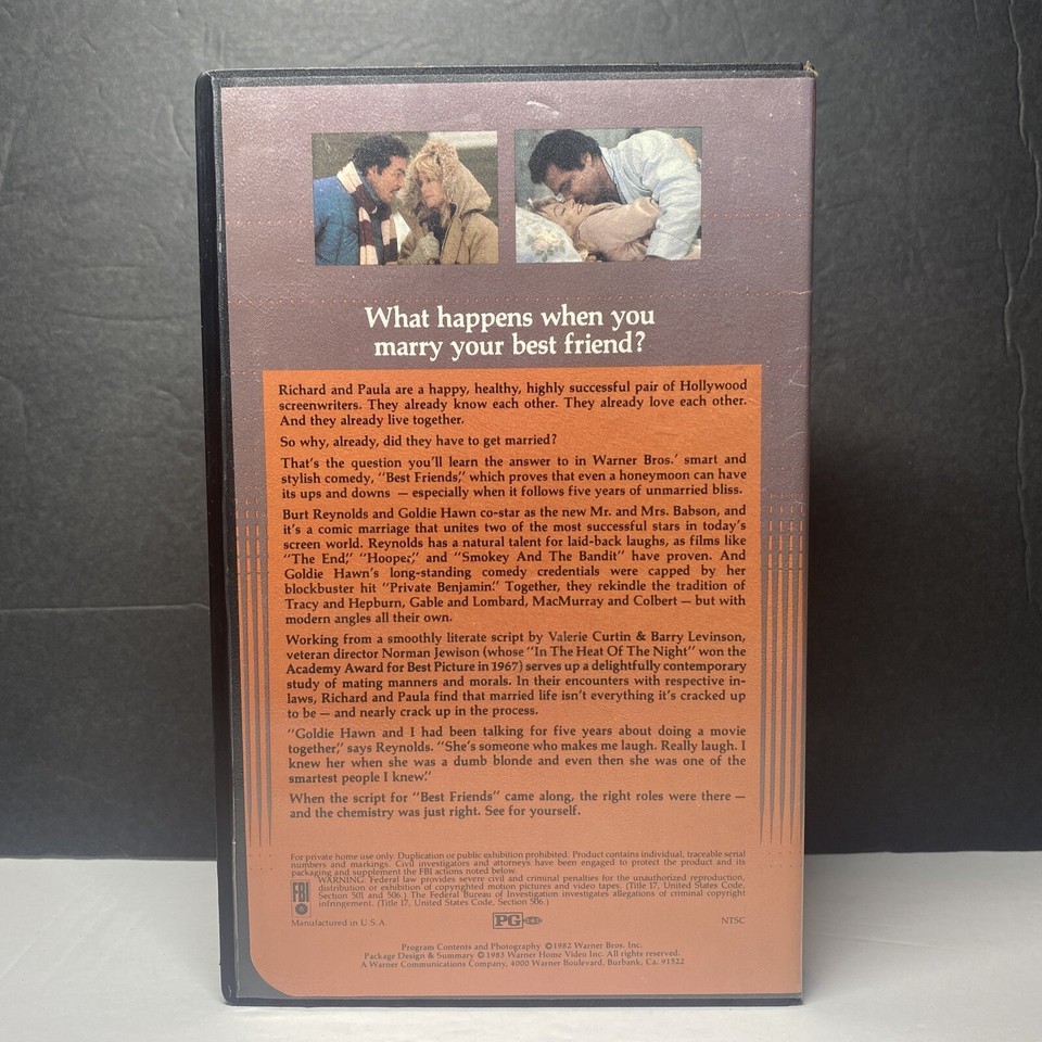 Best Friends VHS 1982 Reynolds Hawn Big Box Movie Video Cassette Tape ...