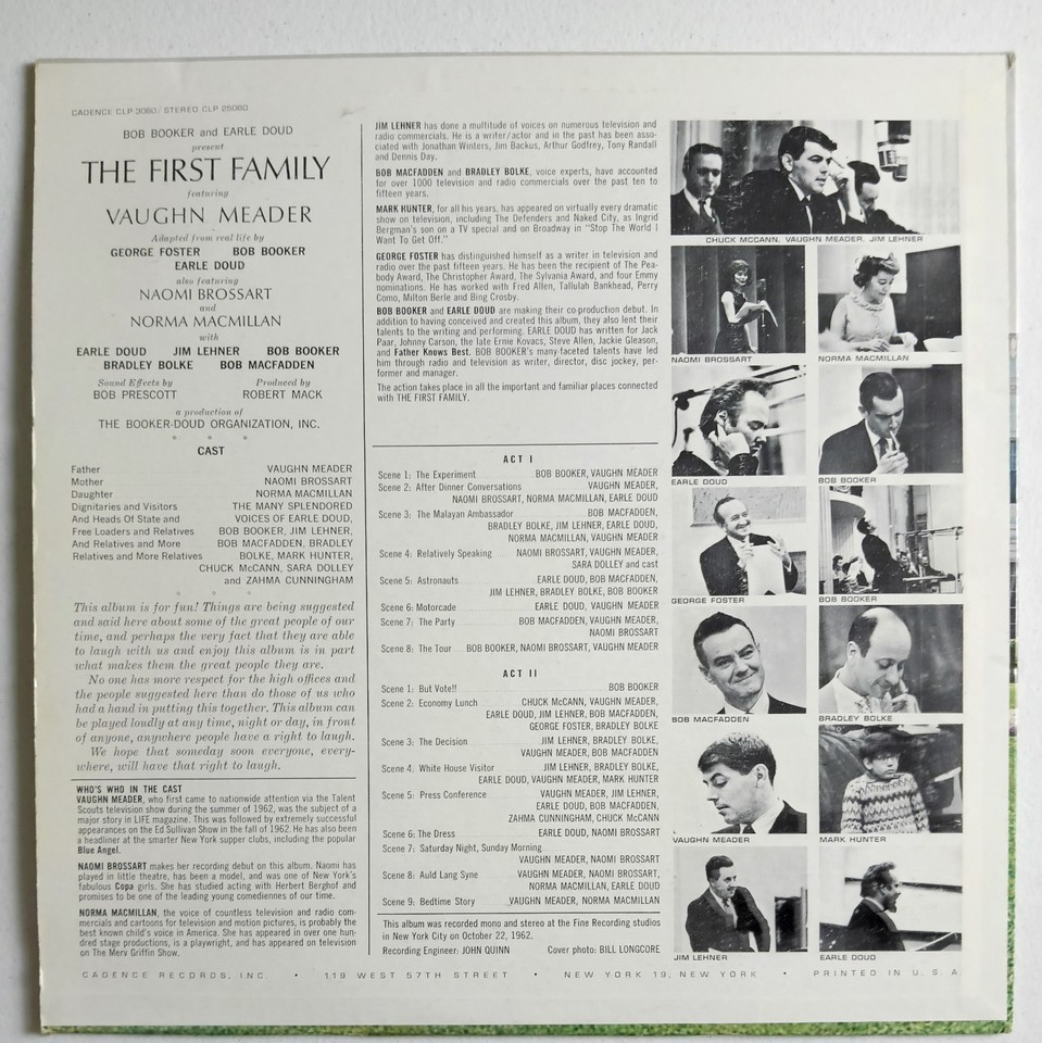 The First Family Vinyl LP Record Album Vaughn Meader, Bob Booker, Earle ...