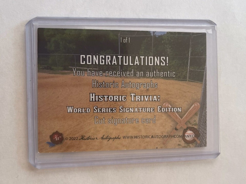 2022 Historic Trivia World Series Signature Edition BILL ZUBER Cut Auto ...