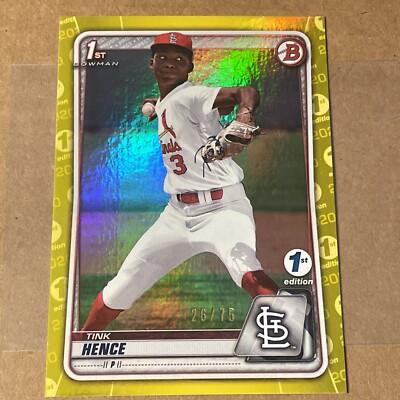 2020 Bowman Draft 1st Edition Yellow Foil /75 Tink Hence Card #BD-86 ...