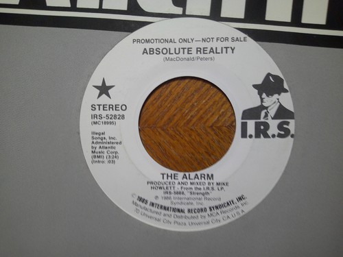 PROMO IRS 45 RPM 7" RECORD w/PIC SLV/THE ALARM/ABSOLUTE REALITY/1986 NR ...